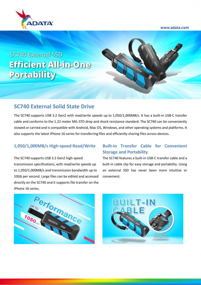 SC740 product documentation, page 1