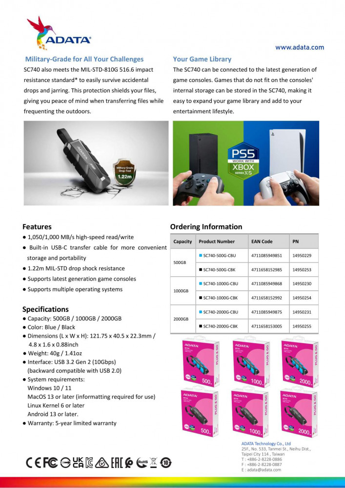 SC740 product documentation, page 2