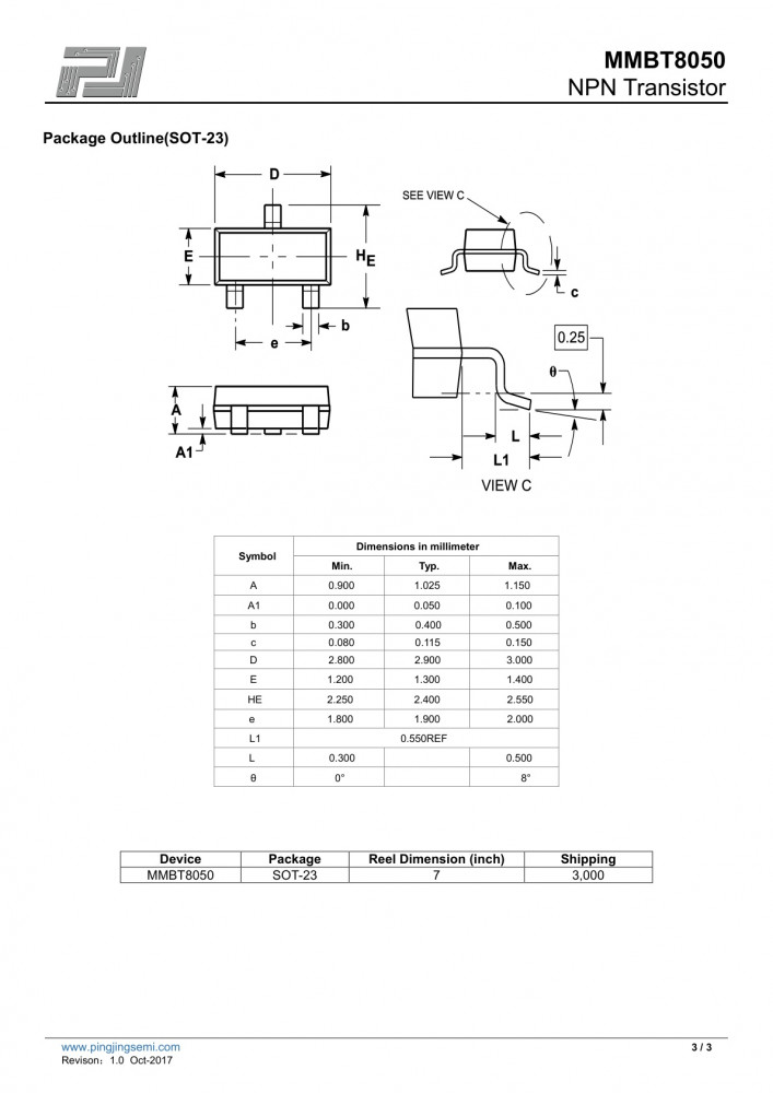 MMBT8050D technical document page 3