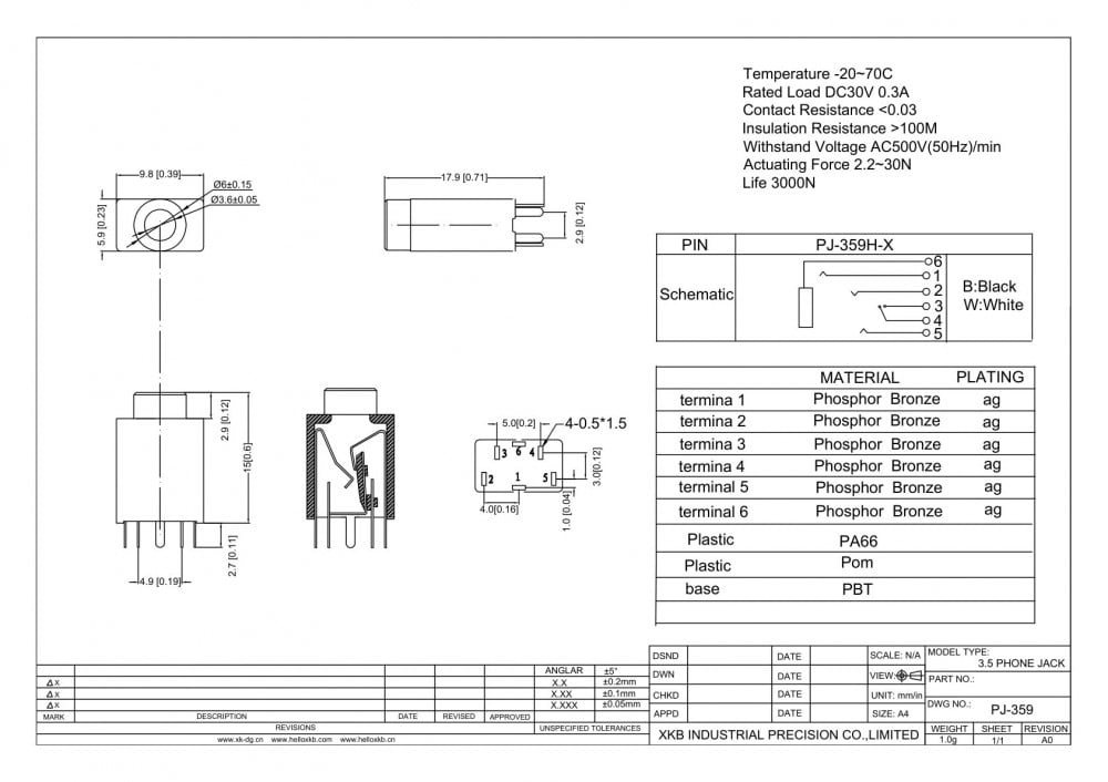 PJ-359-B technical drawing page 1