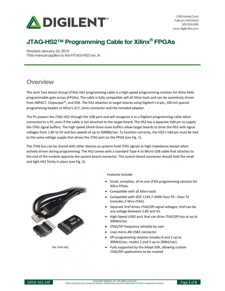 JTAG-HS2 document page 1