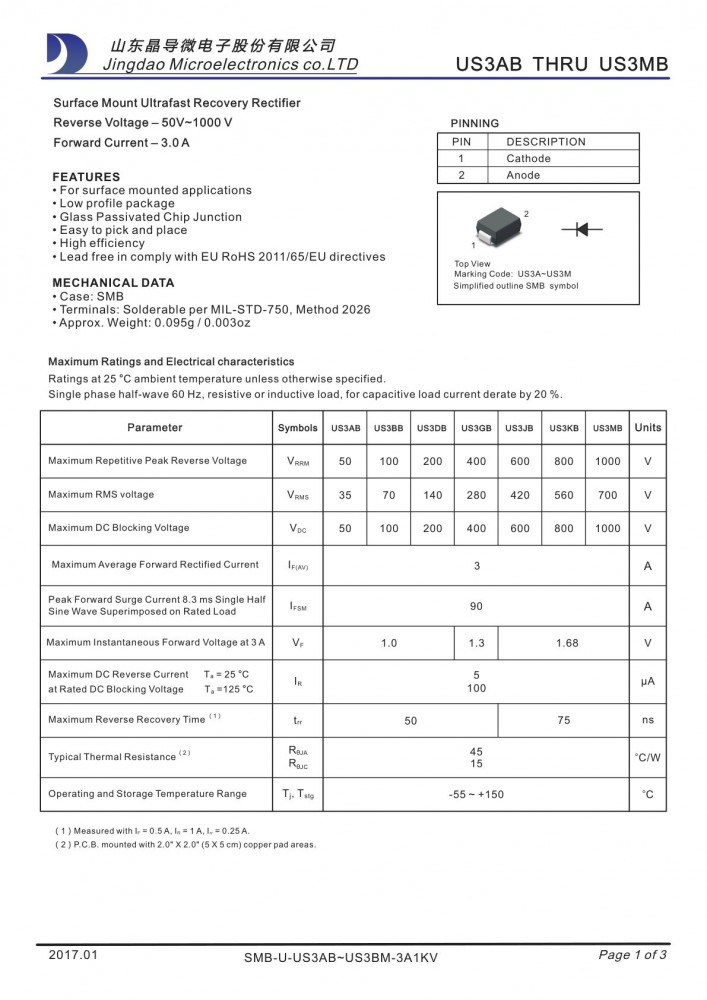 US3JB datasheet page 1