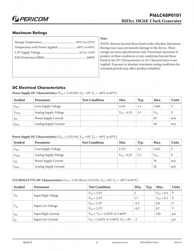 PI6LC48P0101LIE datasheet page 3