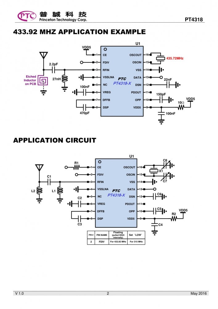 PT4318-X datasheet page 2