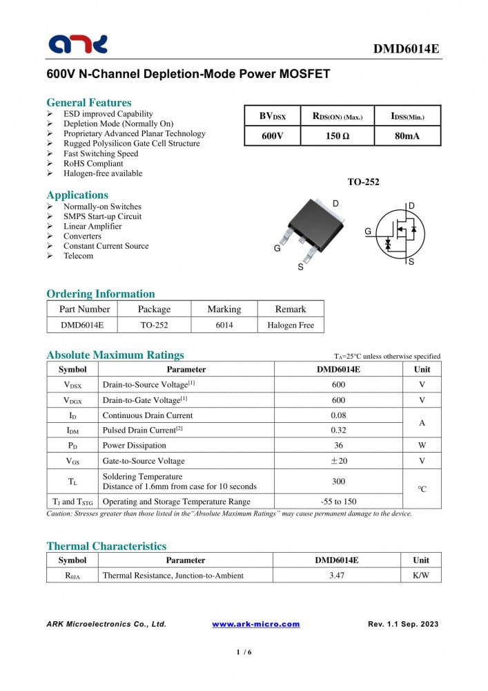 DMD6014E datasheet page 1