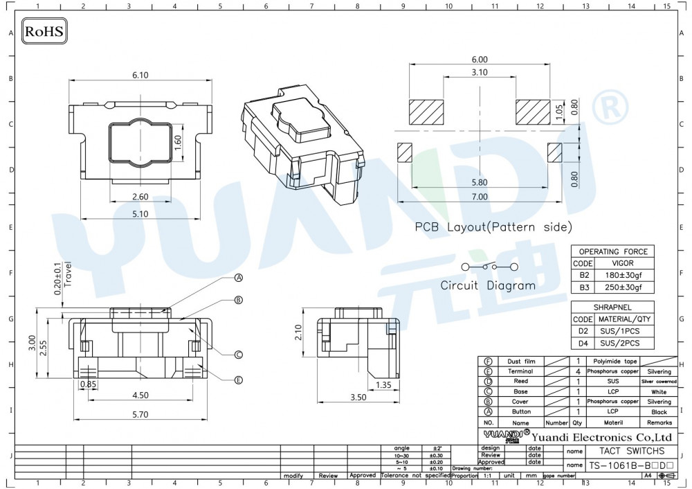 Yuandi TS-1061B-B3D2 technical drawing preview