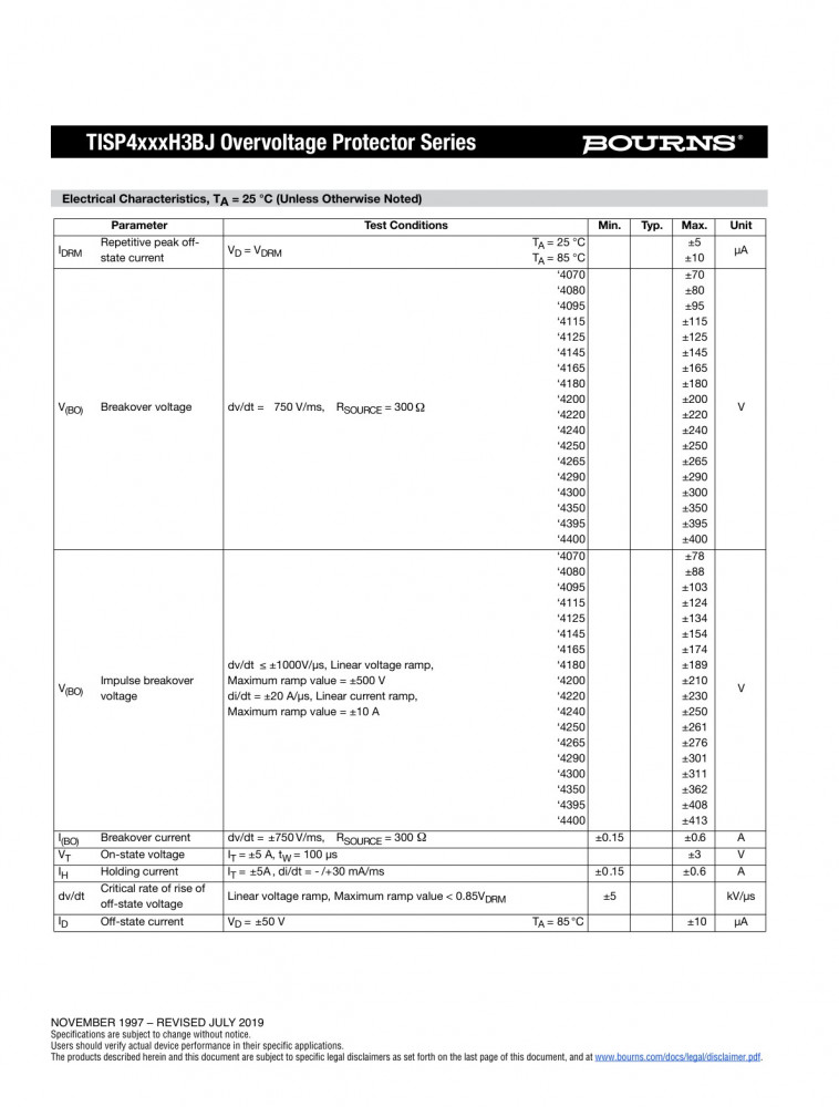 BOURNS TISP4xxxH3BJ datasheet page 4
