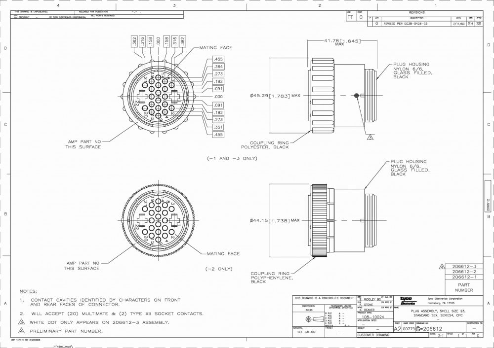 TE Connectivity 206612-1 technical document preview