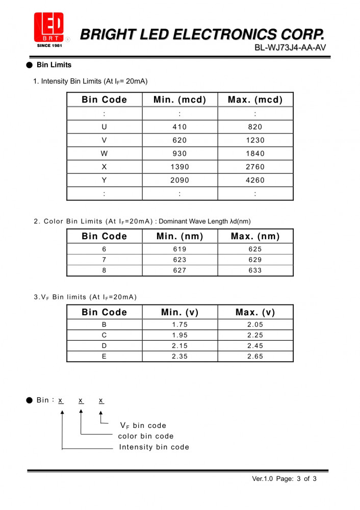 BL-WJ73J4-AA-AV datasheet page 3