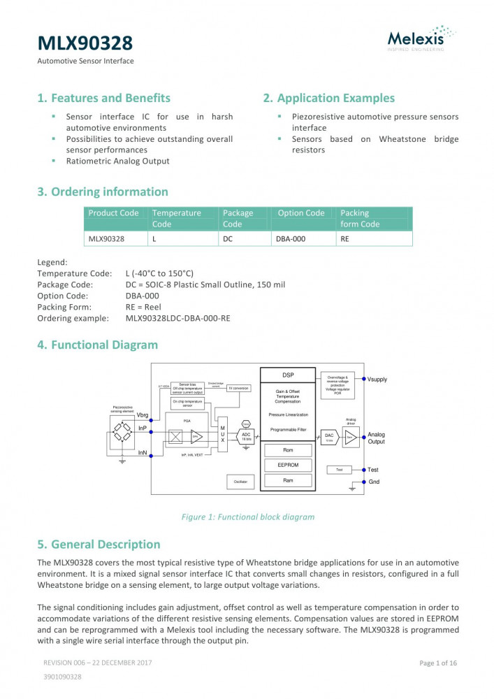 MLX90328 datasheet page 1