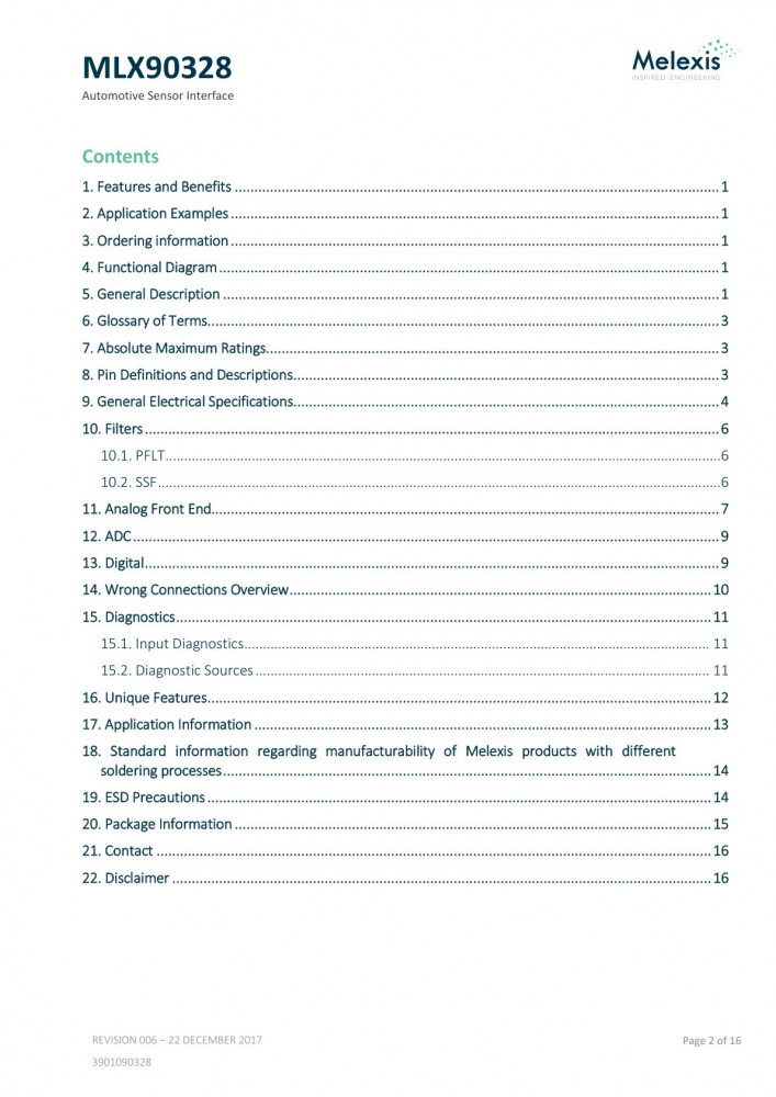 MLX90328 datasheet page 2