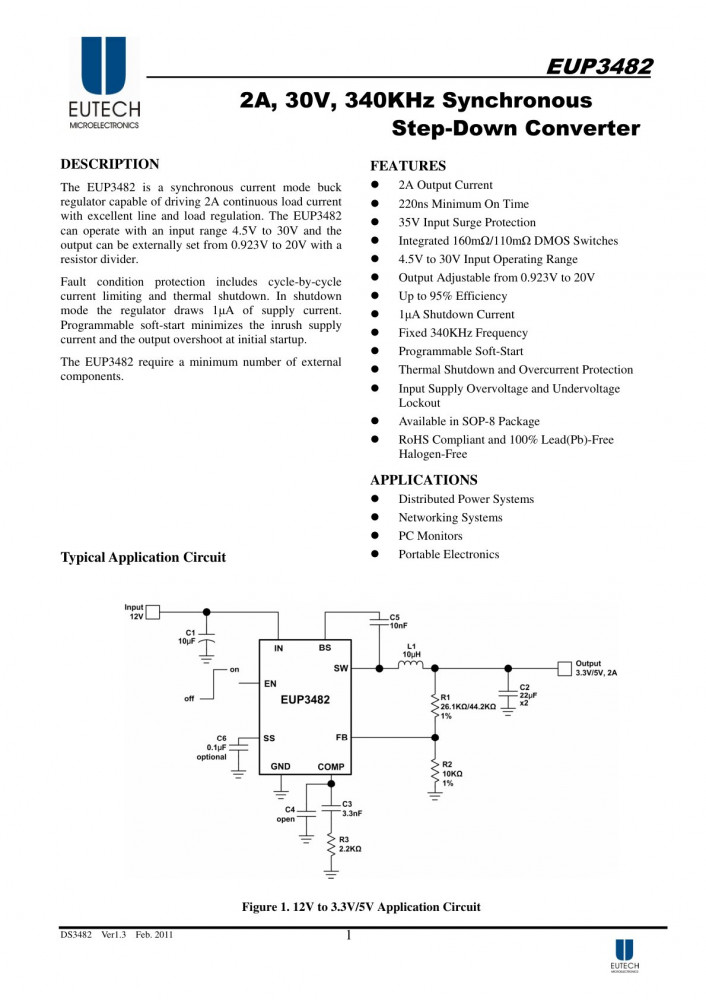 EUP3482DIR1 datasheet page 1
