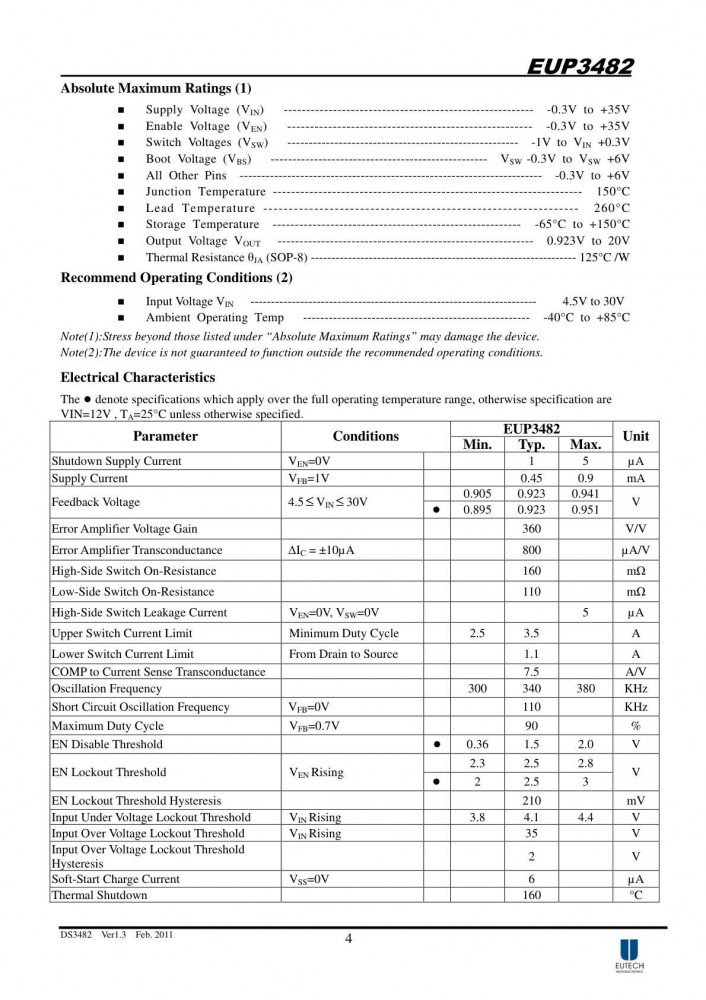 EUP3482DIR1 datasheet page 4