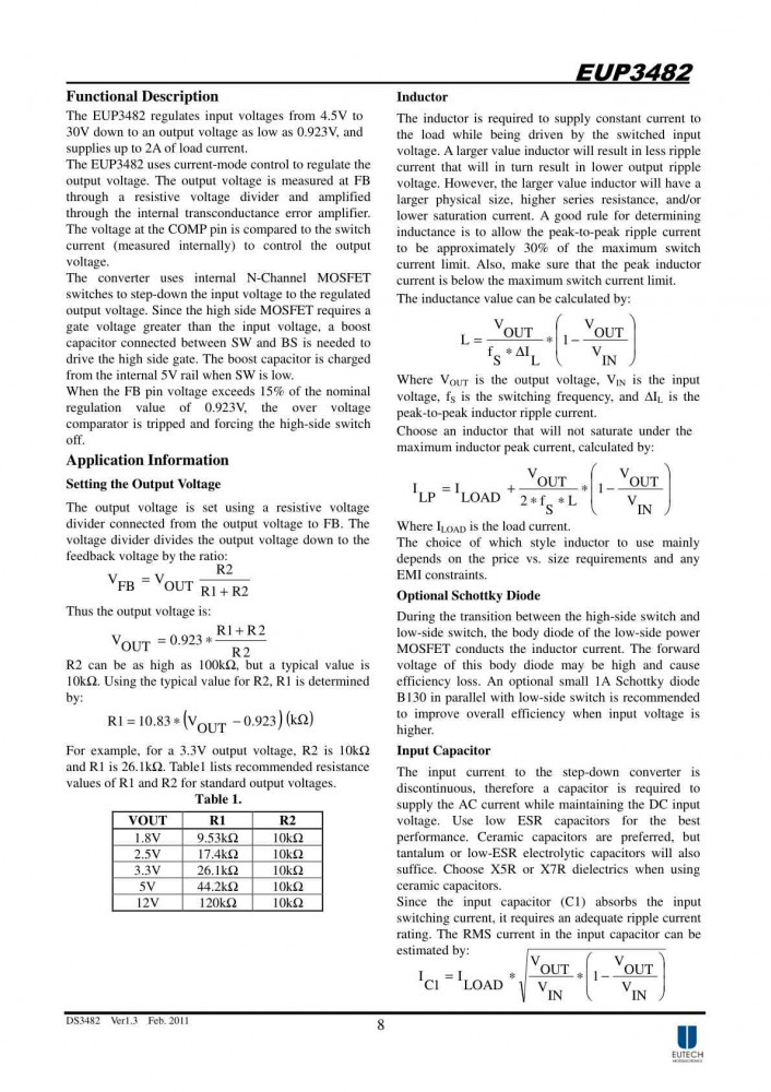 EUP3482DIR1 datasheet page 8