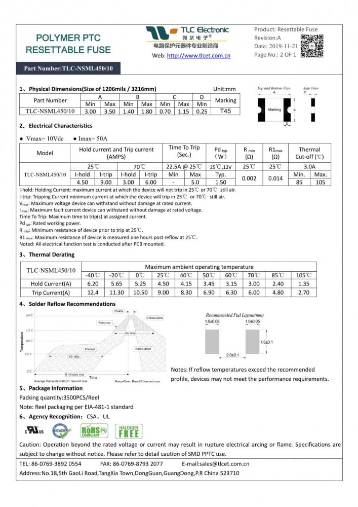 TLC-NSML450/10 datasheet page 1