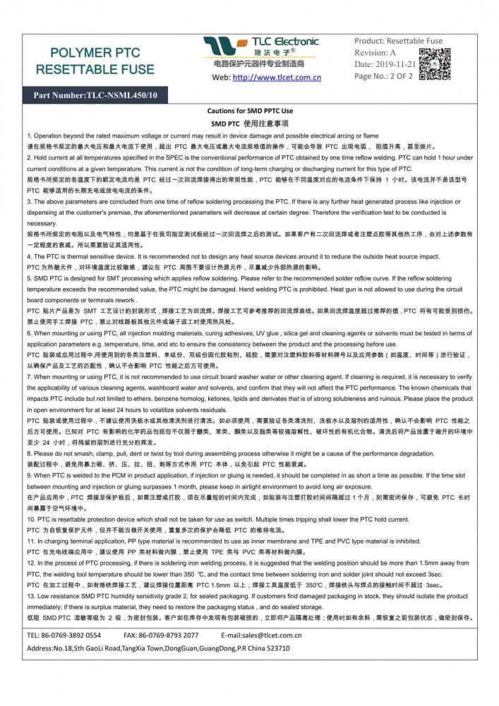 TLC-NSML450/10 datasheet page 2