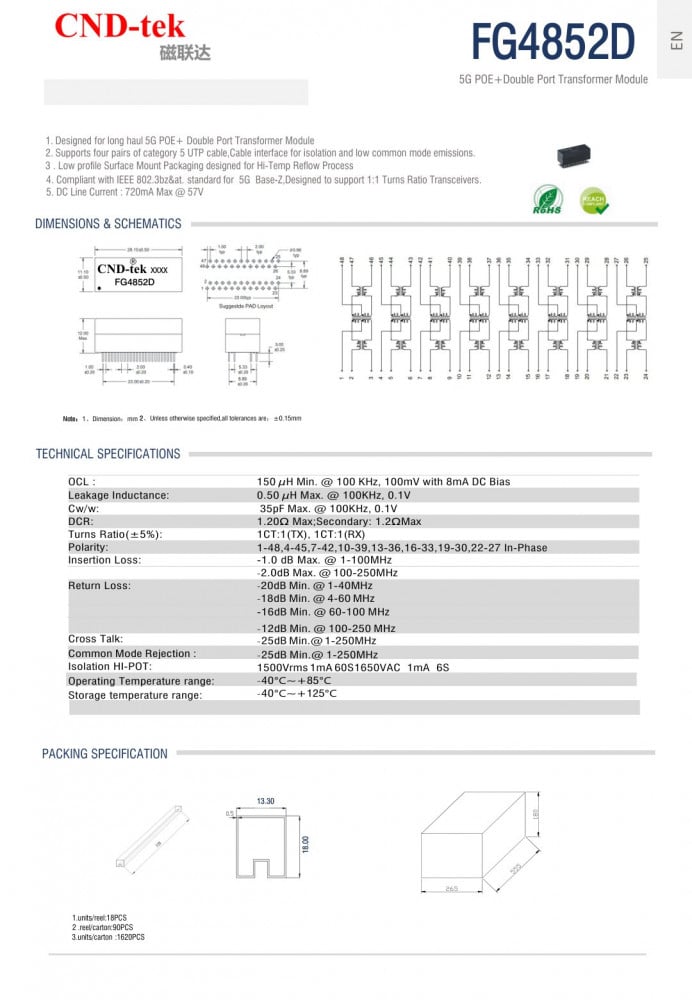 FG4852D technical datasheet page