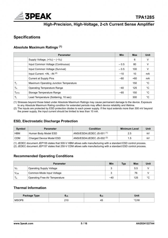 TPA1285T-VR-S datasheet page 5