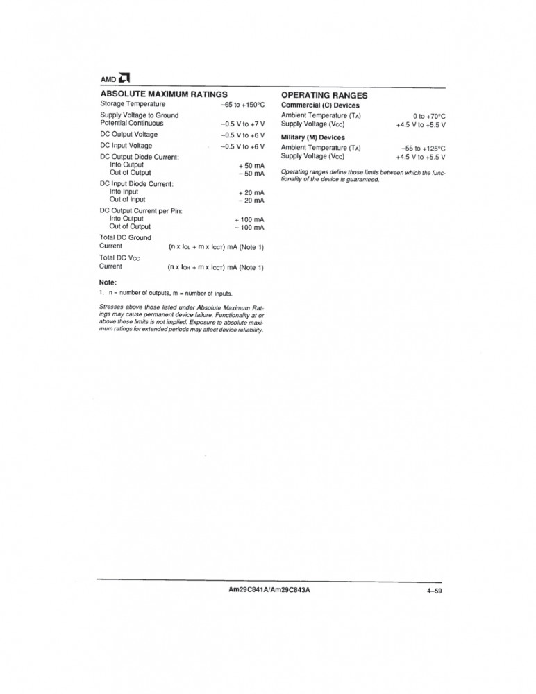 AM29C841A technical document page 9