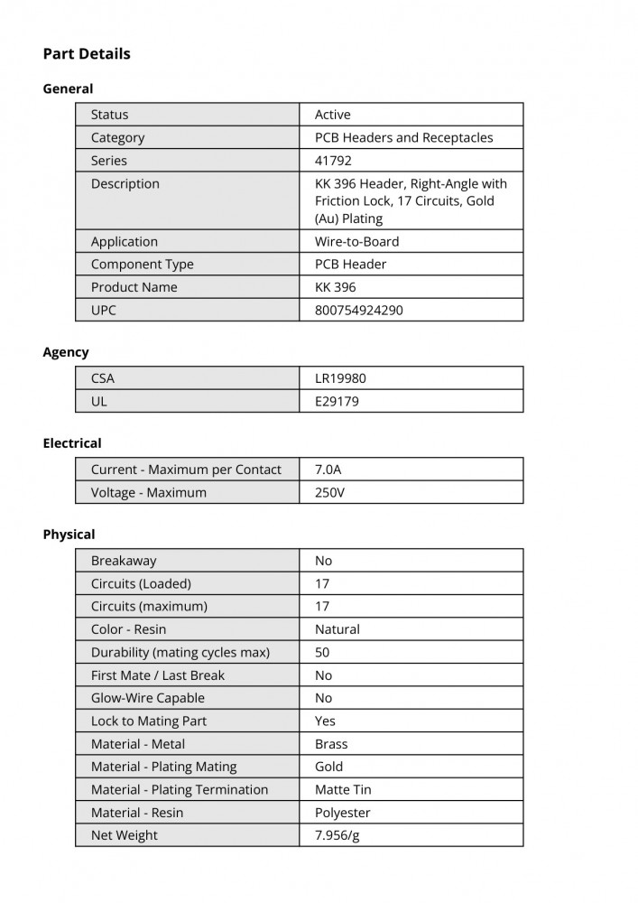 Technical document image 2 for MOLEX 26615170