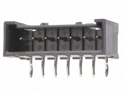 2.50mm Pitch, Mini-Lock PCB Header, Single Row, Right-Angle, Through Hole with Kinked Pins, Tin Plating, Positive Lock, 15 Circuits, Tray, 3.40mm PC Tail Length, Glow-Wire Capable, Black