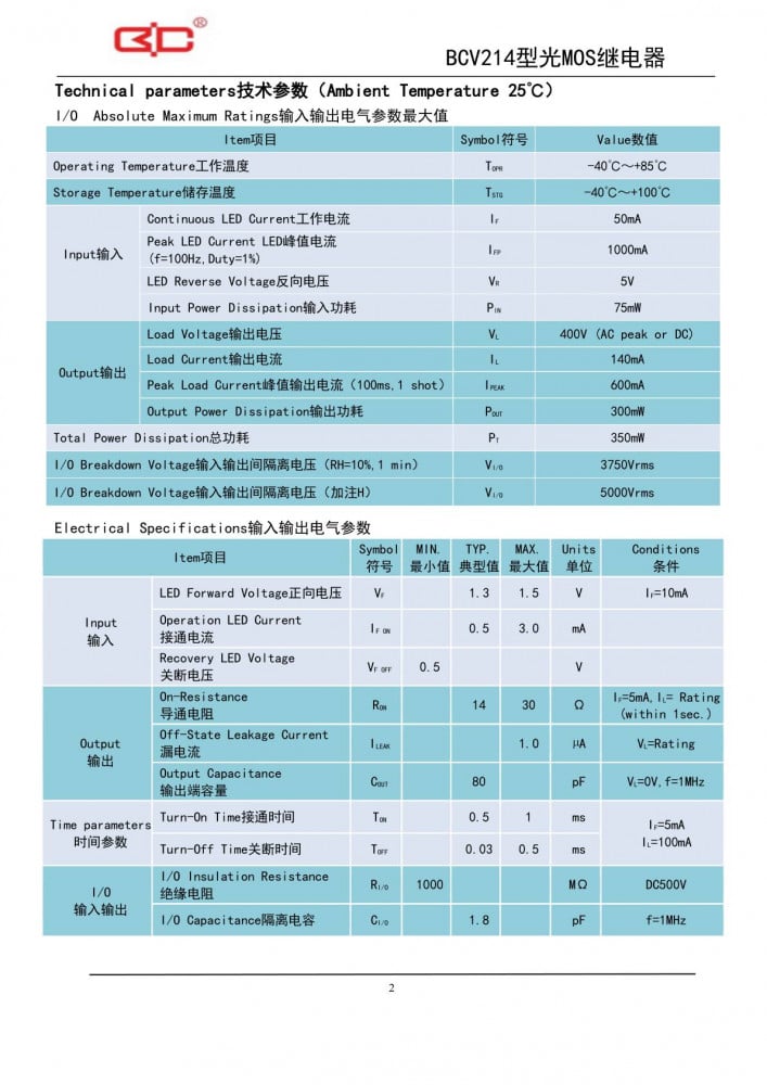 BCV214A datasheet page 2