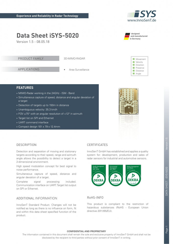 iSYS-5020 datasheet page 1