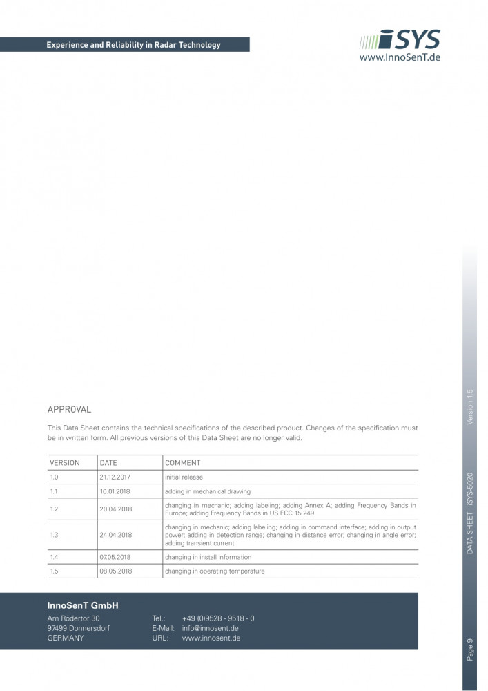 iSYS-5020 datasheet page 9