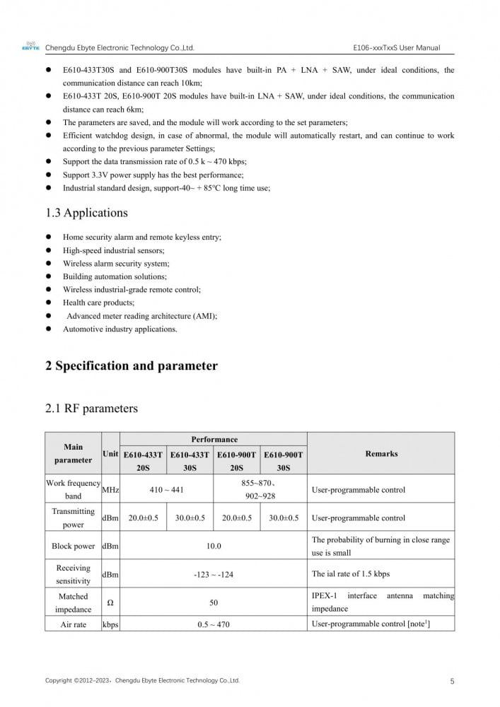 E610-433T20S datasheet page 6