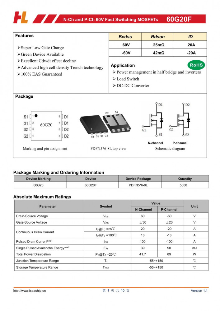 HL 60G20F datasheet page 1
