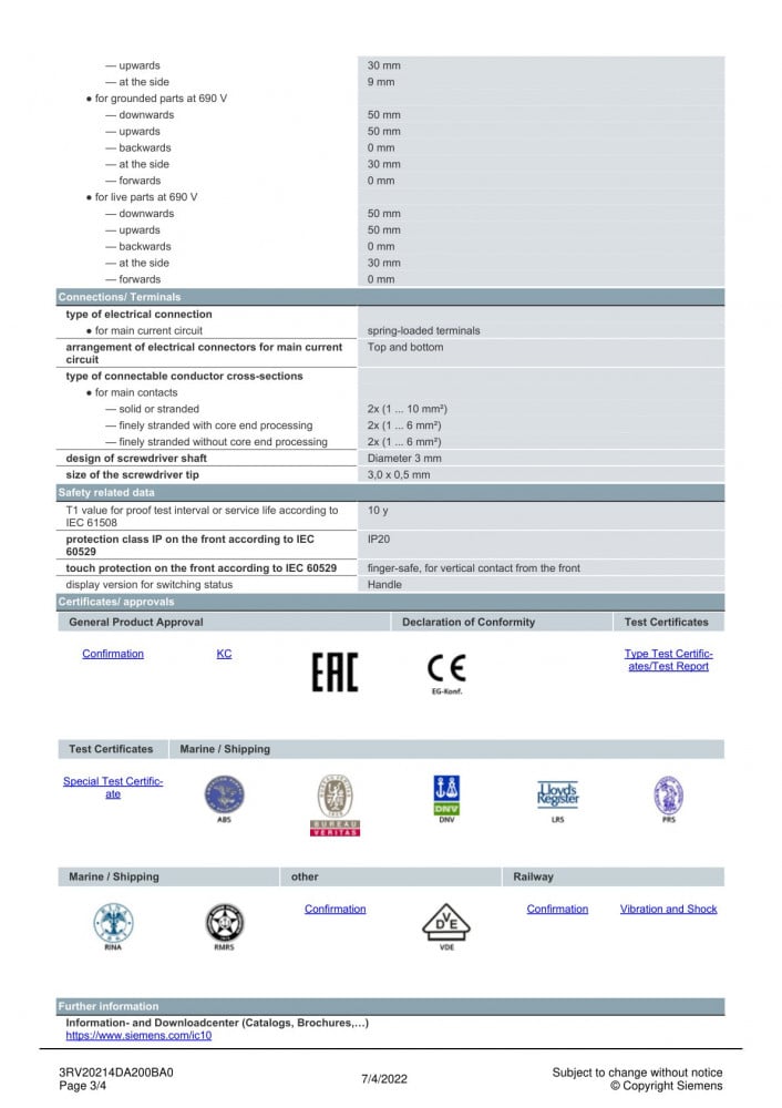 SIEMENS 3RV20214DA200BA0 technical document page 3