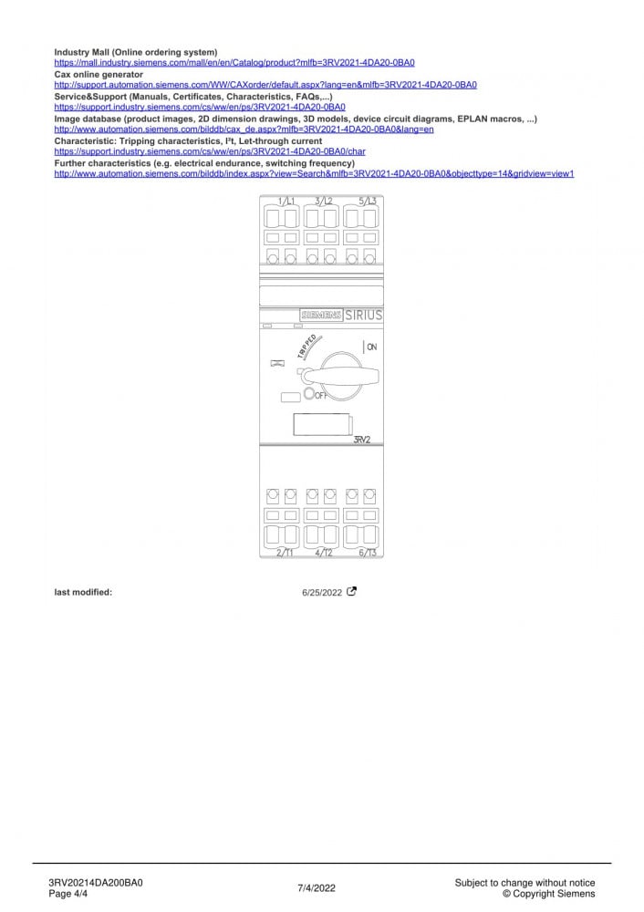 SIEMENS 3RV20214DA200BA0 technical document page 4