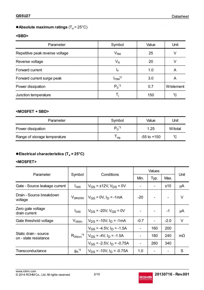 QS5U27TR datasheet page 2
