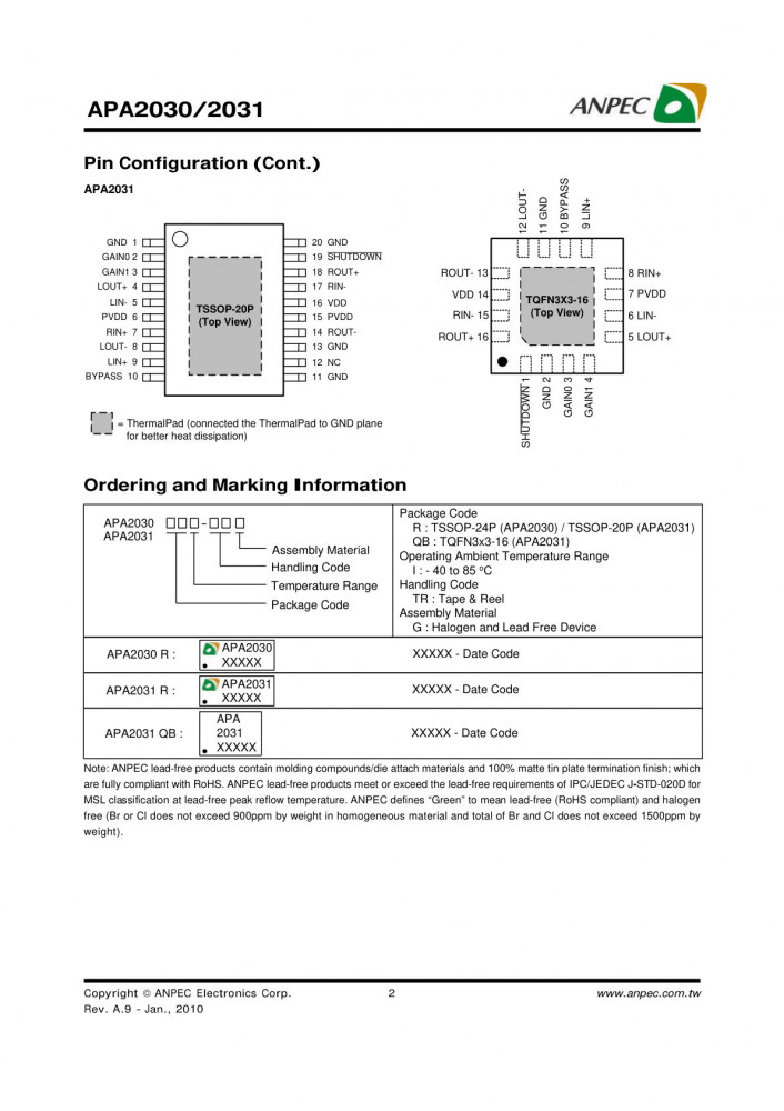 APA2031 datasheet page 2