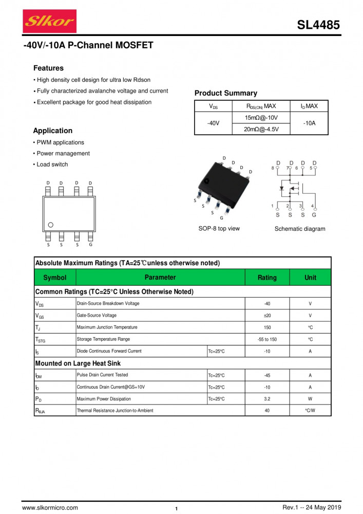 SL4485 datasheet page 1