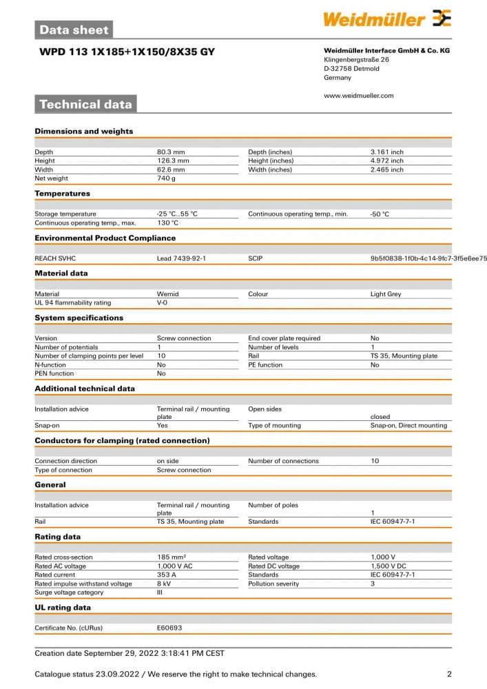 WEIDMULLER WPD 113 technical document page 2