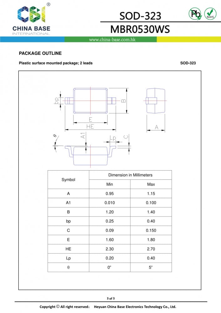 MBR0530WS datasheet page 3