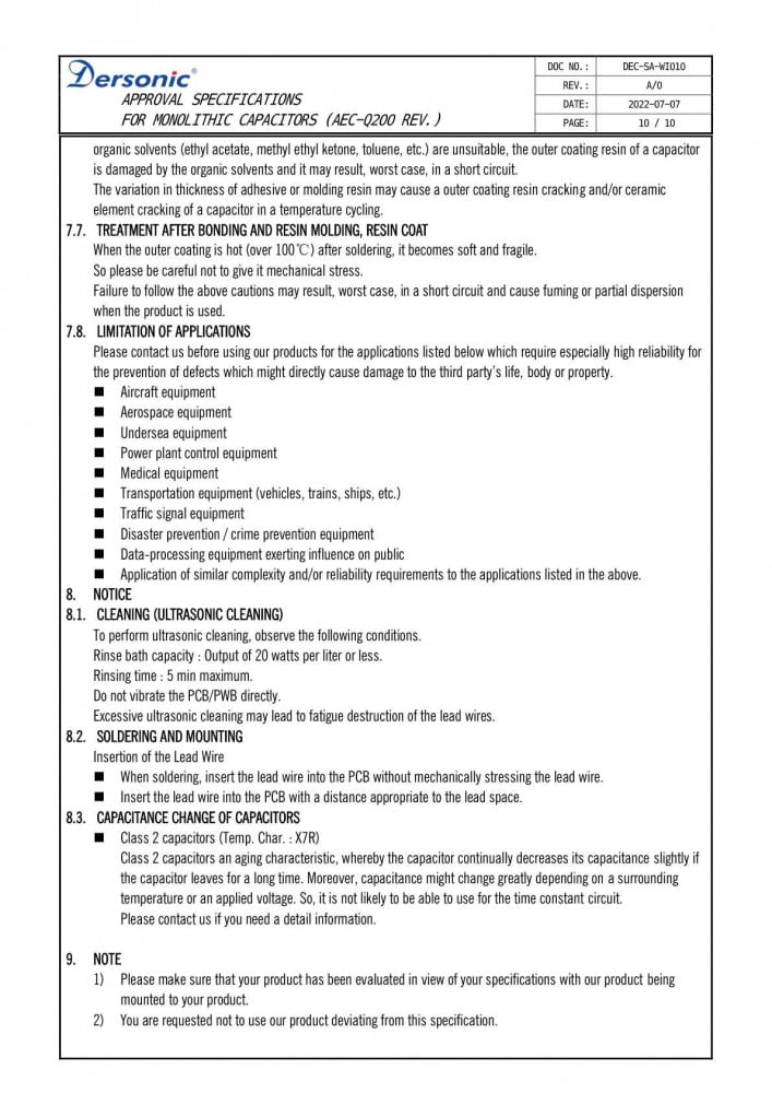 Dersonic approval specification page 10