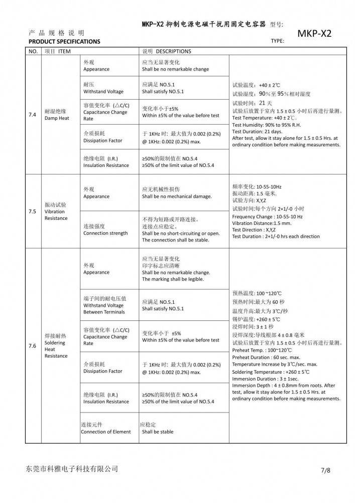 KYET PX225K2C2707 specification page 7