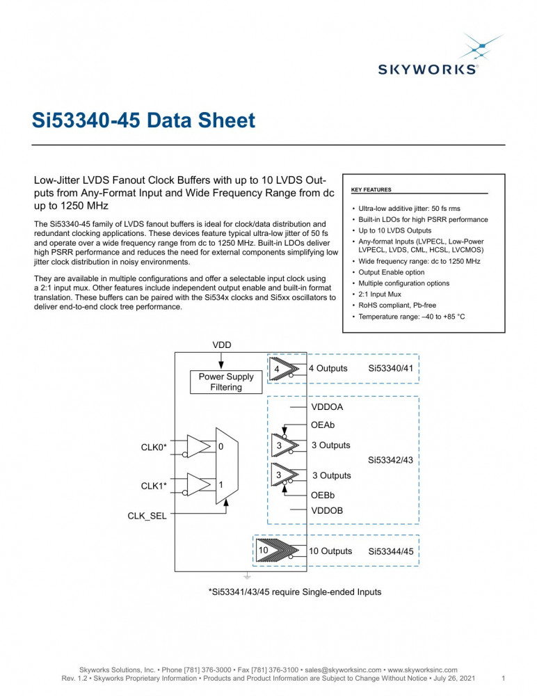 SI53342-B-GM datasheet page 1