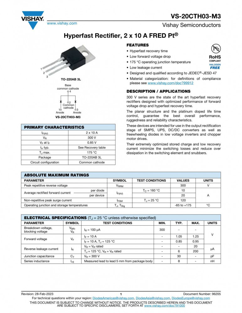 VS-20CTH03-M3 datasheet page 1