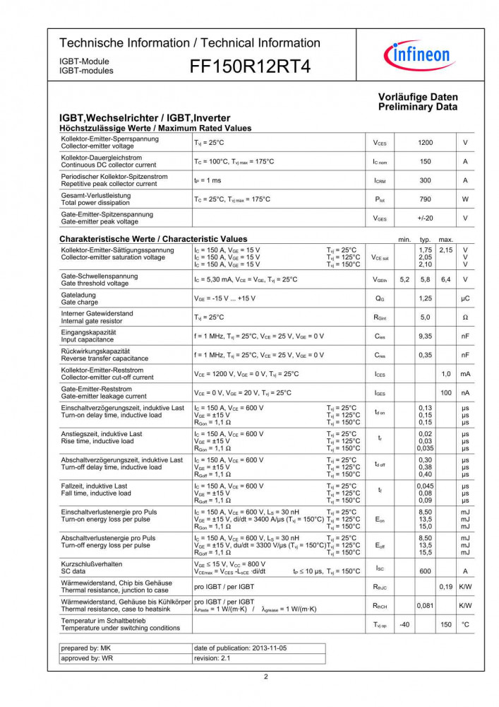 FF150R12RT4 datasheet page 2