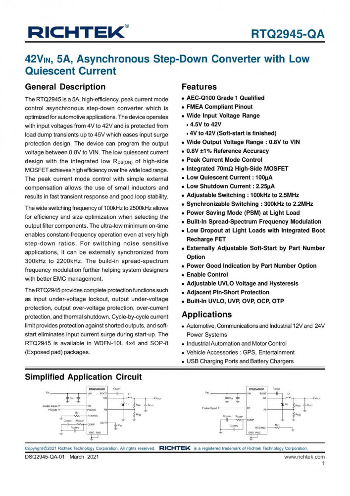 RTQ2945GQW-QA datasheet page 1