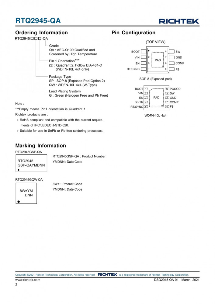 RTQ2945GQW-QA datasheet page 2