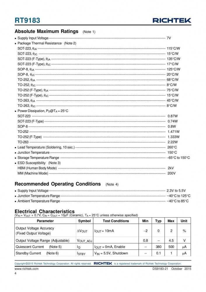 RT9183 datasheet page 4