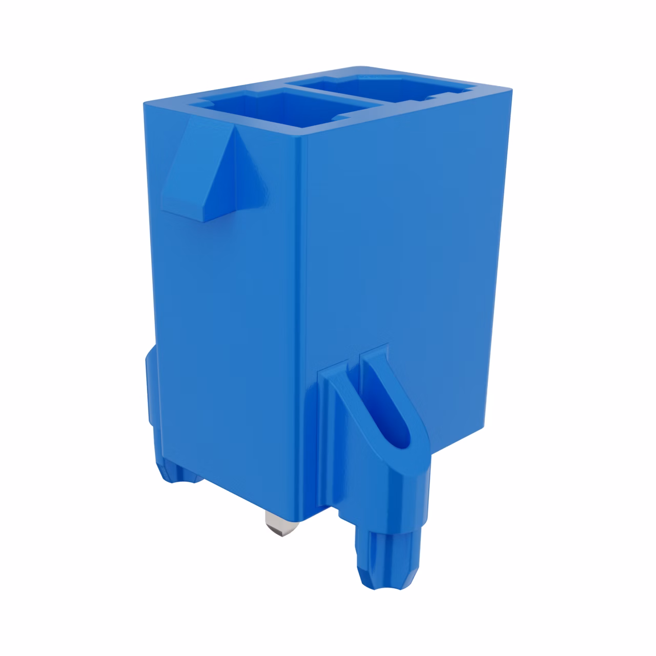 Mega-Fit ColorLock Vertical Header with Crush Pegs, 5.70mm Pitch, Through Hole, Dual Row, 2 Circuits, Matte Tin (Sn) Plating, 3.73mm Tail Length, Glow-Wire Capable, Tray, Blue for sale