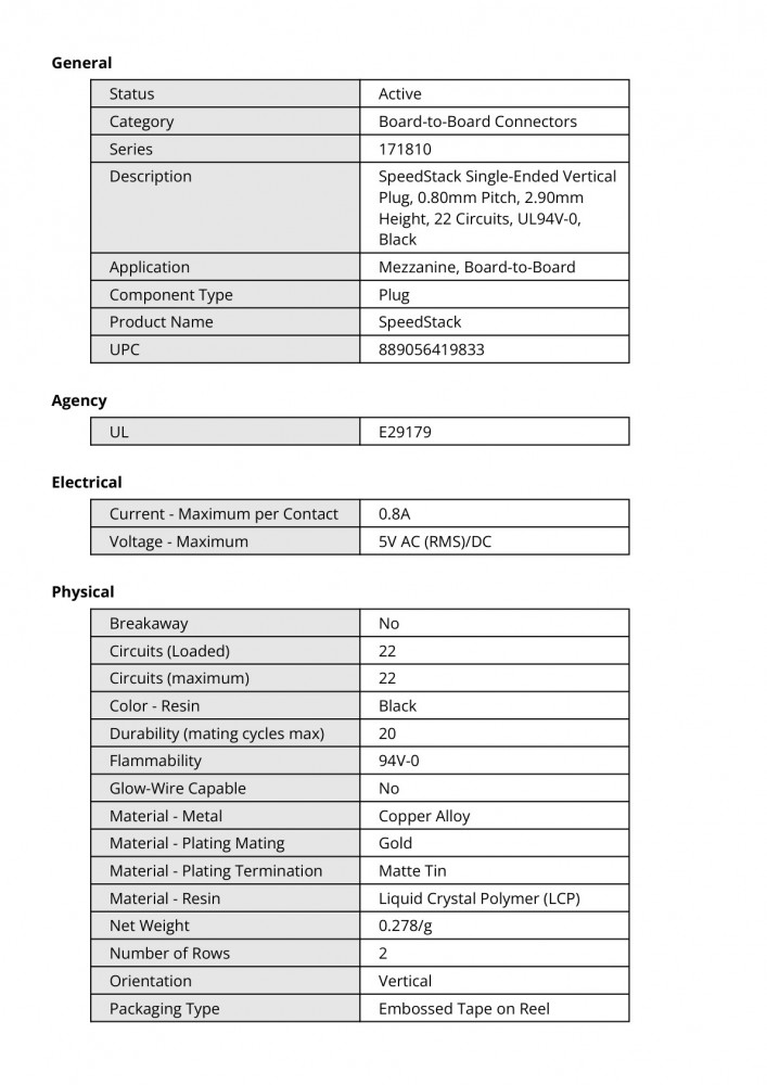 Technical document page 2 for MOLEX 1718101107