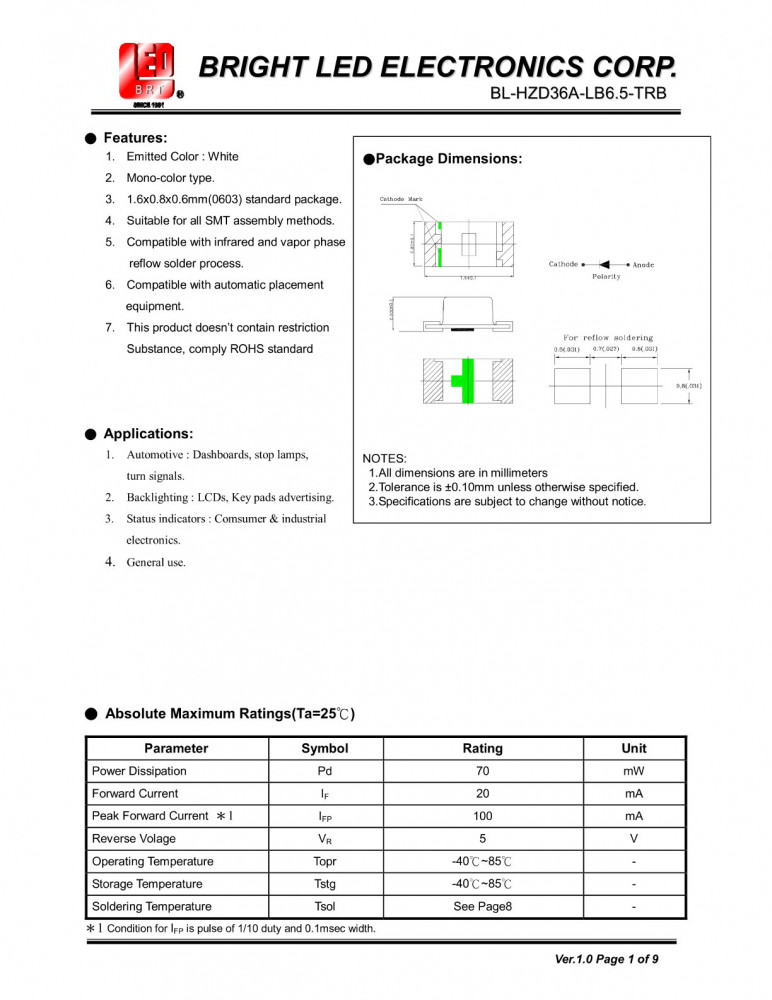 BL-HZD36A-LB6.5-TRB datasheet page 1