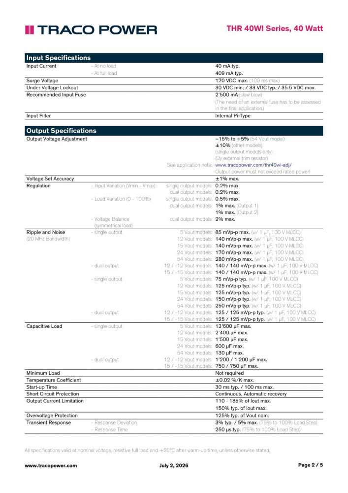 THR 40WI technical document page 2