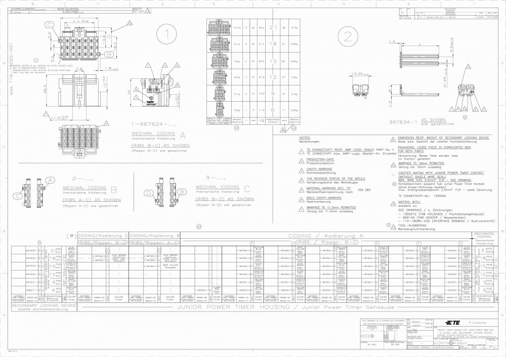 TE Connectivity Junior Power Timer housing drawing preview